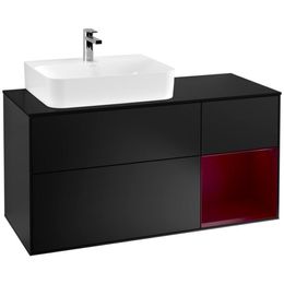Villeroy & Boch Villeroy und Boch Finion Waschtischunterschrank G152HBPD 120cm, Abdeckplatte black matt, Emotion, Regal links Peony, Black matt lacquer