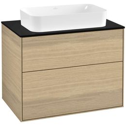 Villeroy & Boch Villeroy und Boch Finion Waschtischunterschrank G22200PC 80x60,3cm, Emotion, Abdeckplatte black matt, Oak Veneer