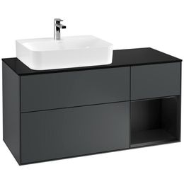 Villeroy & Boch Villeroy und Boch Finion Waschtischunterschrank G152PDHG 120cm, Abdeckplatte black matt, Emotion, Regal links Black matt lacquer, Midnight Blue Matt Lacquer