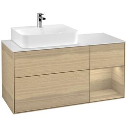 Villeroy & Boch Villeroy und Boch Finion Waschtischunterschrank F151PCPC 120cm, Abdeckplatte white matt, Regal rechts Oak Veneer, Oak Veneer