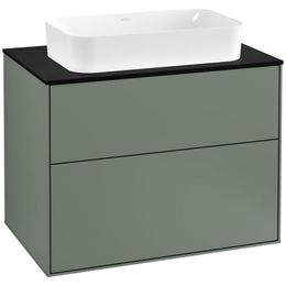 Villeroy & Boch Villeroy und Boch Finion Waschtischunterschrank G22200GM 80x60,3cm, Emotion, Abdeckplatte black matt, Olive Matt Lacquer