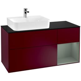 Villeroy & Boch Villeroy und Boch Finion Waschtischunterschrank F152GMHB 120cm, Abdeckplatte black matt, Regal rechts Olive Matt Lacquer, Peony Matt