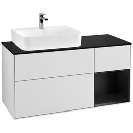 Villeroy & Boch Villeroy und Boch Finion Waschtischunterschrank F152PDMT 120cm, Abdeckplatte black matt, Regal rechts Black matt lacquer, White matt lacquer