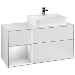 Villeroy & Boch Villeroy und Boch Finion Waschtischunterschrank G141MTMT 120cm, Abdeckplatte white matt, Emotion, Regal links White matt lacquer, White matt lacquer