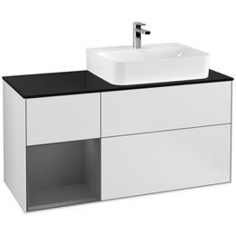 Villeroy & Boch Villeroy und Boch Finion Waschtischunterschrank G142GKMT 120cm, Abdeckplatte black matt, Emotion, Regal links Anthracite matt, White matt lacquer