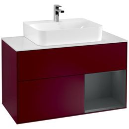 Villeroy & Boch Villeroy und Boch Finion Waschtischunterschrank G121HGHB 100cm, Abdeckplatte white matt, Emotion, Regal rechts Midnight Blue Matt Lacquer, Peony Matt