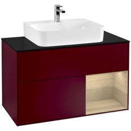 Villeroy & Boch Villeroy und Boch Finion Waschtischunterschrank G122PCHB 100cm, Abdeckplatte black matt, Emotion, Regal rechts Oak Veneer, Peony Matt