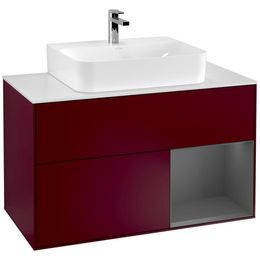 Villeroy & Boch Villeroy und Boch Finion Waschtischunterschrank F121GKHB 100cm, Abdeckplatte wei&szlig; matt, Regal rechts Anthracite matt, Peony Matt
