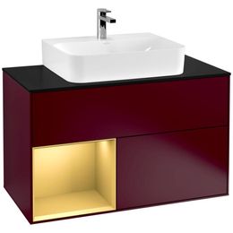 Villeroy & Boch Villeroy und Boch Finion Waschtischunterschrank G112HFHB 100cm, Abdeckplatte black matt, Emotion, Regal links Gold matt, Peony Matt