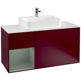 Villeroy & Boch Villeroy und Boch Finion Waschtischunterschrank G161GMHB 120cm, Abdeckplatte white matt, Emotion, Regal links Olive Matt Lacquer, Peony Matt
