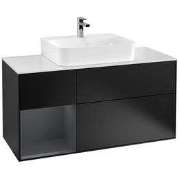 Villeroy & Boch Villeroy und Boch Finion Waschtischunterschrank G161HGPD 120cm, Abdeckplatte white matt, Emotion, Regal links Midnight Blue Matt Lacquer, Black matt lacquer