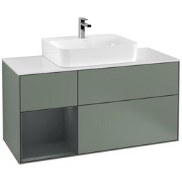 Villeroy & Boch Villeroy und Boch Finion Waschtischunterschrank G161HGGM 120cm, Abdeckplatte white matt, Emotion, Regal links Midnight Blue Matt Lacquer, Olive Matt Lacquer