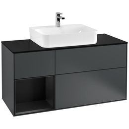 Villeroy & Boch Villeroy und Boch Finion Waschtischunterschrank G162PDHG 120cm, Abdeckplatte black matt, Emotion, Regal links Black matt lacquer, Midnight Blue Matt Lacquer