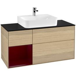 Villeroy & Boch Villeroy und Boch Finion Waschtischunterschrank G162HBPC 120cm, Abdeckplatte black matt, Emotion, Regal links Peony, Oak Veneer