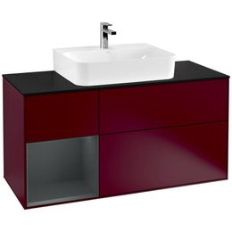 Villeroy & Boch Villeroy und Boch Finion Waschtischunterschrank G162HGHB 120cm, Abdeckplatte black matt, Emotion, Regal links Midnight Blue Matt Lacquer, Peony Matt