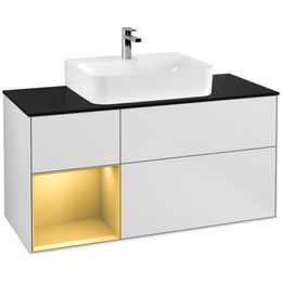 Villeroy & Boch Villeroy und Boch Finion Waschtischunterschrank F162HFMT 120cm, Abdeckplatte black matt, Regal links Gold matt, White matt lacquer