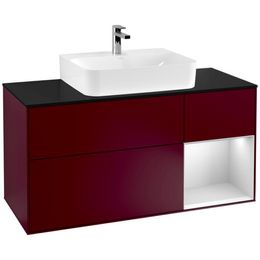 Villeroy & Boch Villeroy und Boch Finion Waschtischunterschrank F172MTHB 120cm, Abdeckplatte black matt, Regal rechts White matt lacquer, Peony Matt
