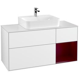 Villeroy & Boch Villeroy und Boch Finion Waschtischunterschrank F171HBGF 120cm, Abdeckplatte white matt, Regal rechts Peony, Glossy white lacquer