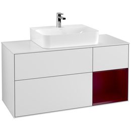 Villeroy & Boch Villeroy und Boch Finion Waschtischunterschrank F171HBMT 120cm, Abdeckplatte white matt, Regal rechts Peony, White matt lacquer