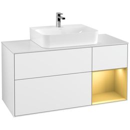 Villeroy & Boch Villeroy und Boch Finion Waschtischunterschrank G171HFGF 120cm, Abdeckplatte white matt, Emotion, Regal rechts Gold matt, Glossy white lacquer