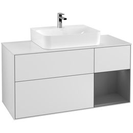 Villeroy & Boch Villeroy und Boch Finion Waschtischunterschrank G171GKMT 120cm, Abdeckplatte white matt, Emotion, Regal rechts Anthracite matt, White matt lacquer