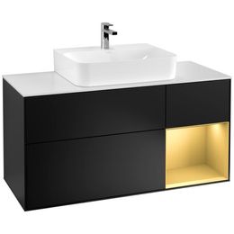 Villeroy & Boch Villeroy und Boch Finion Waschtischunterschrank G171HFPD 120cm, Abdeckplatte white matt, Emotion, Regal rechts Gold matt, Black matt lacquer