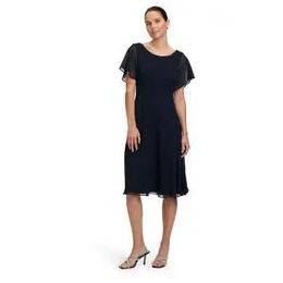 Cocktailkleid Vera Mont "Damen kurzarm", Damen, Gr. 40, Normalgr&ouml;&szlig;en, blau (night sky), Chiffon, Obermaterial: 100% Polyester; Futter: 100% Polyester, ausgestellt kurz, Rundhals, Kleider, Raffung