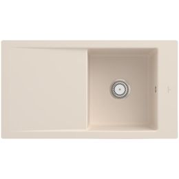 Villeroy & Boch Villeroy und Boch Timeline 50 Flat Fl&auml;chenb&uuml;ndige Sp&uuml;le 33071FFU mit Ablaufgarnitur und Handbet&auml;tigung, Ivory