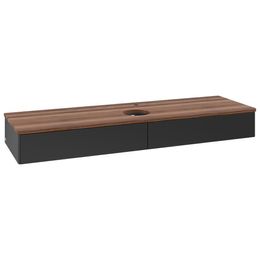 Villeroy & Boch Villeroy und Boch Antao Waschtisch-Unterschrank K14052PD 160x19x50cm, Hahnlochbohrung, Waschbeckenplattenfarbe warm walnut, black matt lacquer