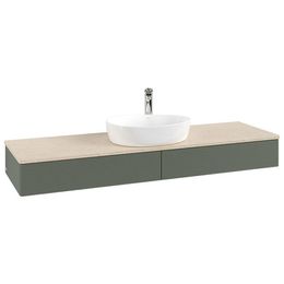 Villeroy & Boch Villeroy und Boch Antao Waschtisch-Unterschrank K14153HL 160x19x50cm, Hahnlochbohrung, Waschbeckenplattenfarbe botticino, leaf green matt lacquer