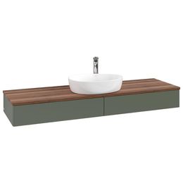 Villeroy & Boch Villeroy und Boch Antao Waschtisch-Unterschrank K14052HL 160x19x50cm, Hahnlochbohrung, Waschbeckenplattenfarbe warm walnut, leaf green matt lacquer