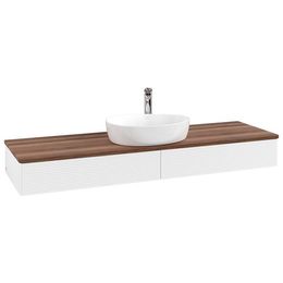 Villeroy & Boch Villeroy und Boch Antao Waschtisch-Unterschrank K14152MT 160x19x50cm, Hahnlochbohrung, Waschbeckenplattenfarbe warm walnut, white matt lacquer