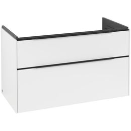 Villeroy & Boch Villeroy und Boch Subway 3.0 Waschtisch-Unterschrank C570L1VF 97,3x57,6x47,8cm, mit LED/Griff Volcano black, pure white