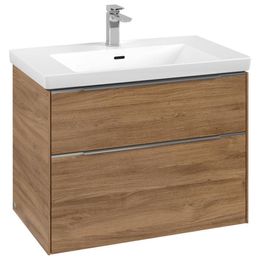 Villeroy & Boch Villeroy und Boch Subway 3.0 Waschtisch-Unterschrank C574L0RH 77,2x57,6x47,8cm, mit LED/Griff Aluminium gl&auml;nzend, kansas oak