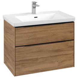 Villeroy & Boch Villeroy und Boch Subway 3.0 Waschtisch-Unterschrank C574L1RH 77,2x57,6x47,8cm, mit LED/Griff Volcano black, kansas oak