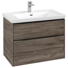 Villeroy & Boch Villeroy und Boch Subway 3.0 Waschtisch-Unterschrank C57401RK 77,2x57,6x47,8cm, ohne LED/Griff Volcano black, stone oak