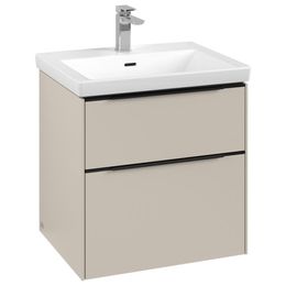 Villeroy & Boch Villeroy und Boch Subway 3.0 Waschtisch-Unterschrank C578L1VN 57,2x57,6x47,8cm, mit LED/Griff Volcano black, cashmere grey