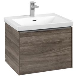 Villeroy & Boch Villeroy und Boch Subway 3.0 Waschtisch-Unterschrank C577L0RK 57,2x42,9x47,8cm, mit LED/Griff Aluminium gl&auml;nzend, stone oak