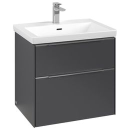 Villeroy & Boch Villeroy und Boch Subway 3.0 Waschtisch-Unterschrank C576L0VR 62,2x57,6x47,8cm, mit LED/Griff Aluminium gl&auml;nzend, graphite