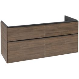 Villeroy & Boch Villeroy und Boch Subway 3.0 Waschtisch-Unterschrank C602L1VH 127,2x57,6x47,8cm, mit LED/Griff Volcano black, arizona oak