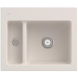 Villeroy & Boch Villeroy und Boch Subway 60 XM Einbausp&uuml;le 678001KR mit Ablaufgarnitur, 620 x 510 mm, Handbet&auml;tigung, crema CeramicPlus