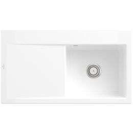 Villeroy & Boch Villeroy und Boch Subway Style 50 Einbausp&uuml;le 335101KG Becken rechts, Ablaufgarnitur mit Handbet&auml;tigung, 900 x 510 mm, Snow White