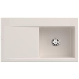 Villeroy & Boch Villeroy und Boch Subway Style 50 Einbausp&uuml;le 335101KR Becken rechts, Ablaufgarnitur mit Handbet&auml;tigung, 900 x 510 mm, Crema