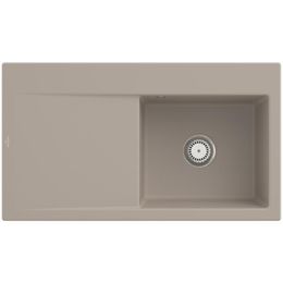 Villeroy & Boch Villeroy und Boch Subway Style 50 Einbausp&uuml;le 335101AM Becken rechts, Ablaufgarnitur mit Handbet&auml;tigung, 900 x 510 mm, Almond