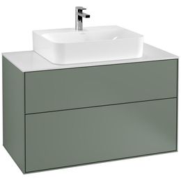 Villeroy & Boch Villeroy und Boch Finion Waschtischunterschrank F10100GM 100x60,3x50,1cm, Abdeckplatte white matt, Olive Matt Lacquer