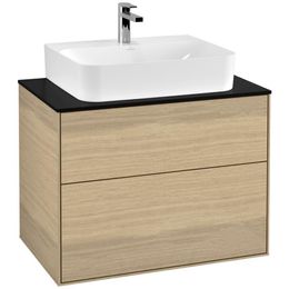 Villeroy & Boch Villeroy und Boch Finion Waschtischunterschrank G09200PC 80x60,3x50,1cm, Emotion, Abdeckplatte black matt, Oak Veneer