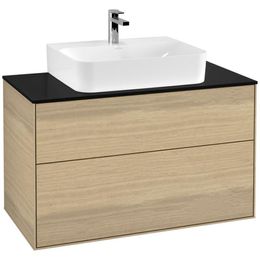 Villeroy & Boch Villeroy und Boch Finion Waschtischunterschrank G10200PC 100x60,3x50,1cm, Abdeckplatte black matt, Oak Veneer