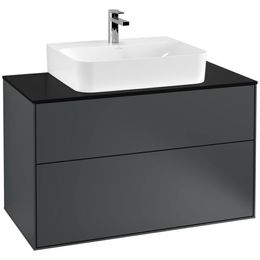 Villeroy & Boch Villeroy und Boch Finion Waschtischunterschrank G10200HG 100x60,3x50,1cm, Abdeckplatte black matt, Midnight Blue Matt Lacquer