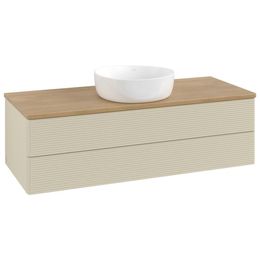 Villeroy & Boch Villeroy und Boch Antao Waschtisch-Unterschrank L21111HJ mit Beleuchtung, 120x36x50cm, Waschbeckenplattenfarbe honey oak, silk grey matt lacquer