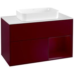 Villeroy & Boch Villeroy und Boch Finion Waschtischunterschrank F251HBHB 100x60,3cm, Abdeckplatte white matt, Regal rechts Peony, Peony Matt
